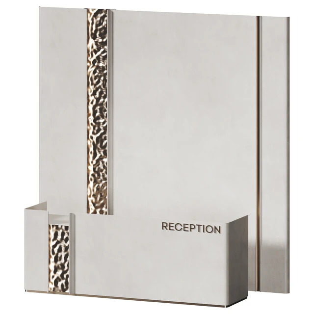 CGKIT — Reception desk with gold metal panels | AV 076